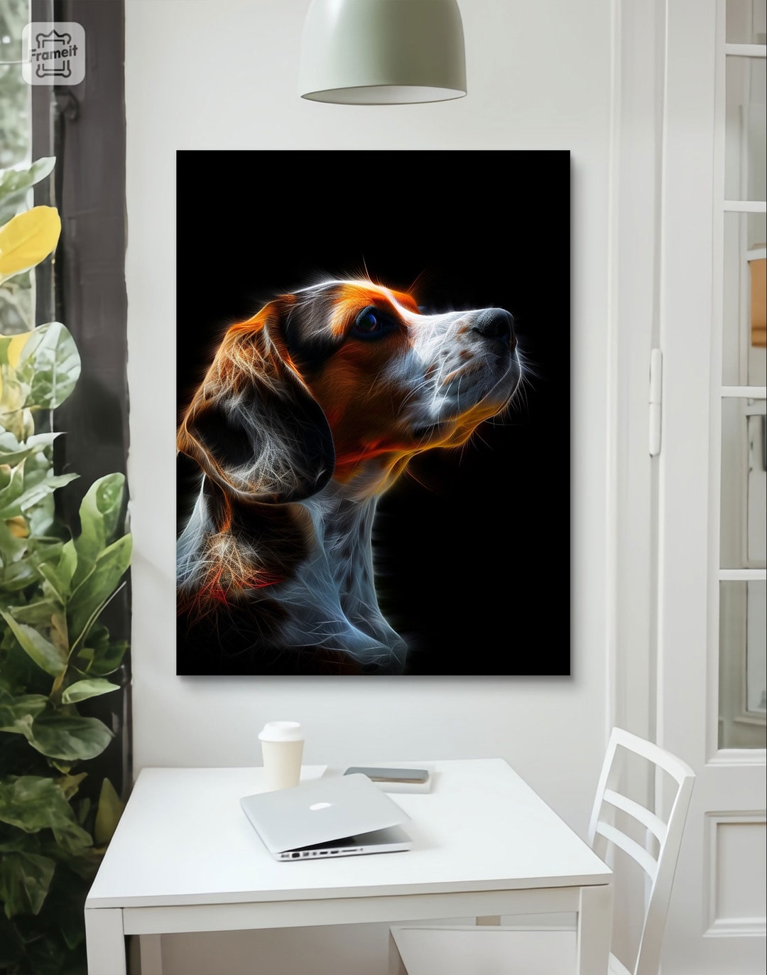 Beagle Print of Fractal Acrylic Painting, Illustration, Home Decor ...