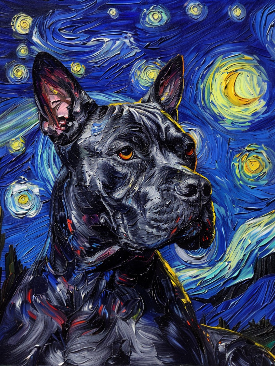 Cane Corso Vincent Van Gogh Style Print on Matte Paper of Acrylic ...