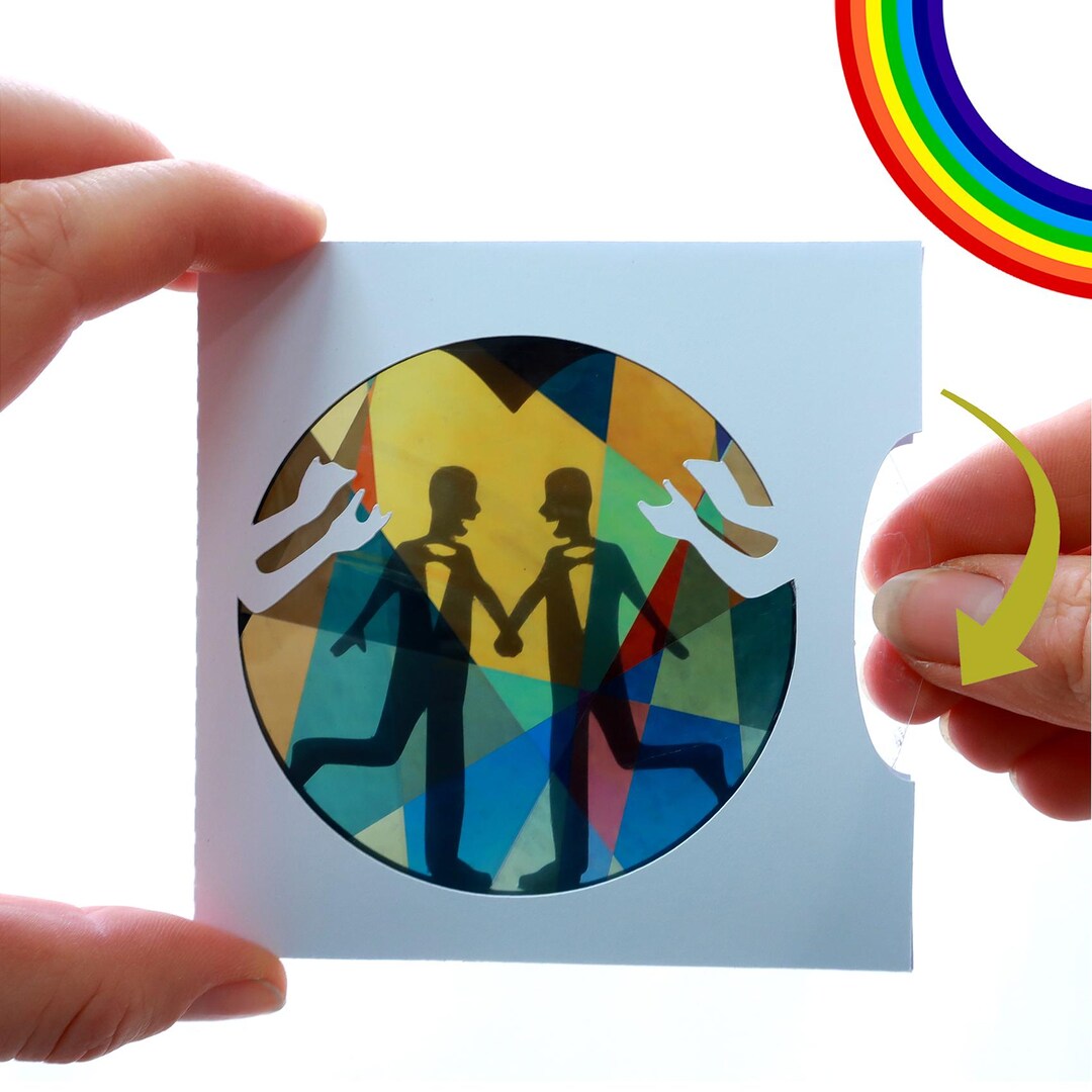 Lesbian LGBT Wedding Invitation Announcement Card Kaleidoscope Rainbow ...