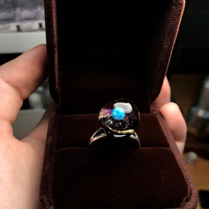 Personalized Blue Planet Ring, Glass Planet Ring,star Planet Rings ...
