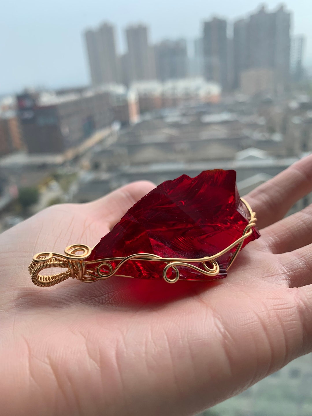 Handmade Flame Red Andara Crystal Necklace,healing Crystal,gorgeous ...