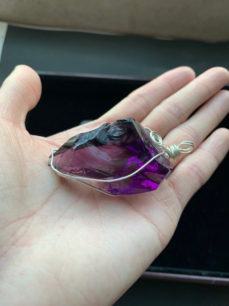 Hand Made Purple Andara Crystal Necklace Metal Winding - Etsy