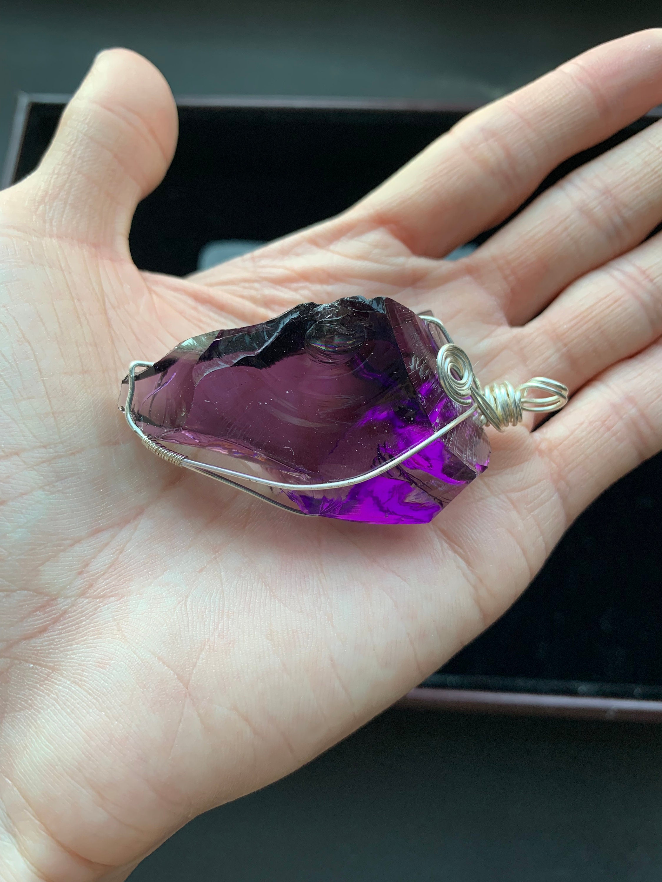 Hand Made Purple Andara Crystal Necklace Metal Winding - Etsy