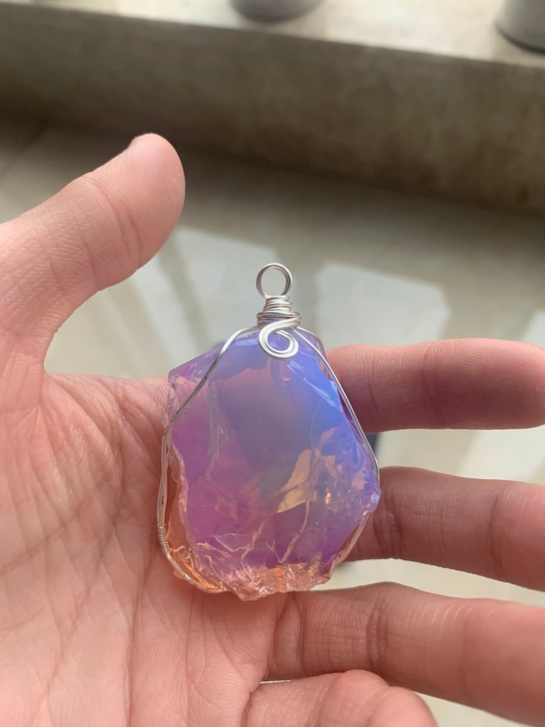 Hand Woven Sunset Pink Andara Crystal Necklace Metal Winding Gorgeous ...