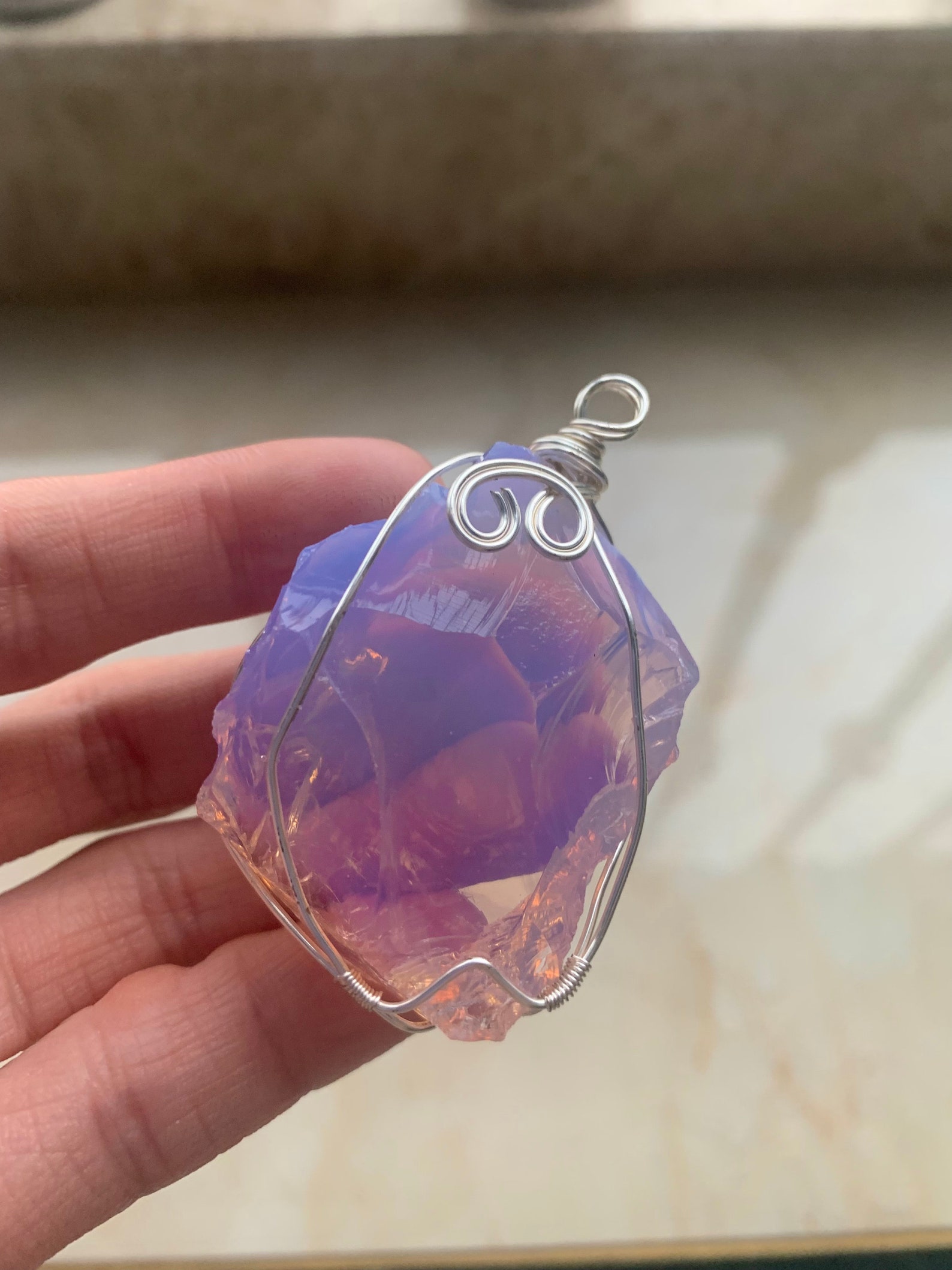 Hand Woven Sunset Pink Andara Crystal Necklace Metal Winding Gorgeous ...