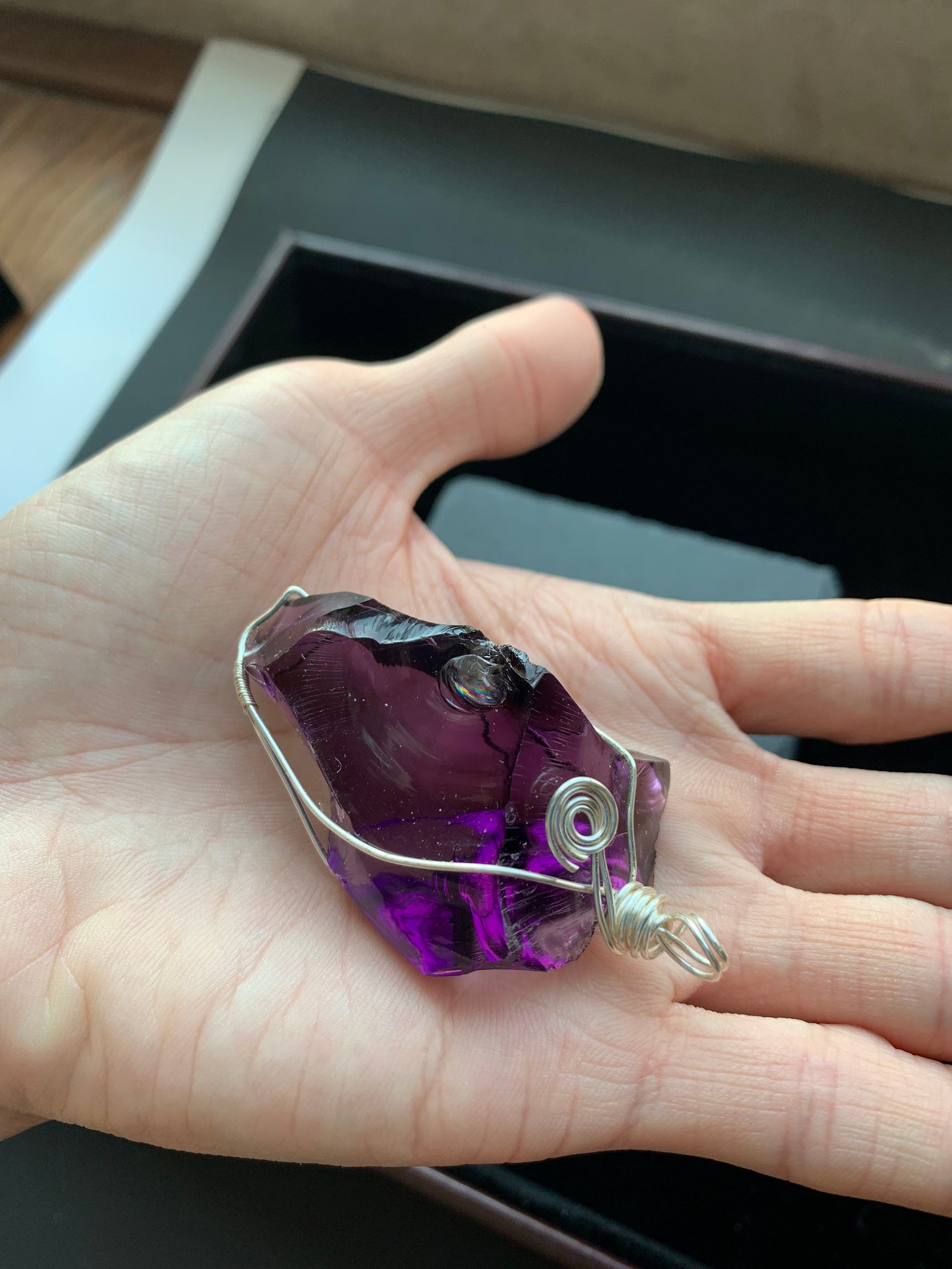 Hand Made Purple Andara Crystal Necklace Metal Winding - Etsy