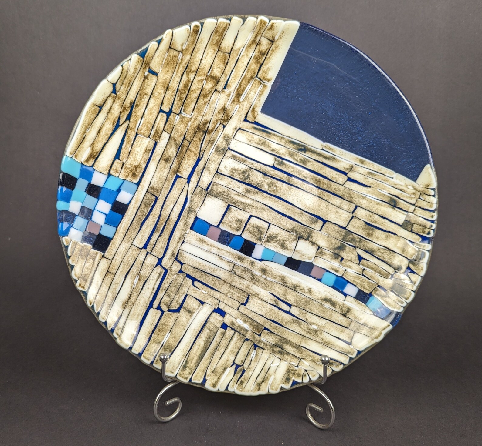 Unique Fused Glass Plate. Ancient Jerusalem Limestone Walls Allusions ...