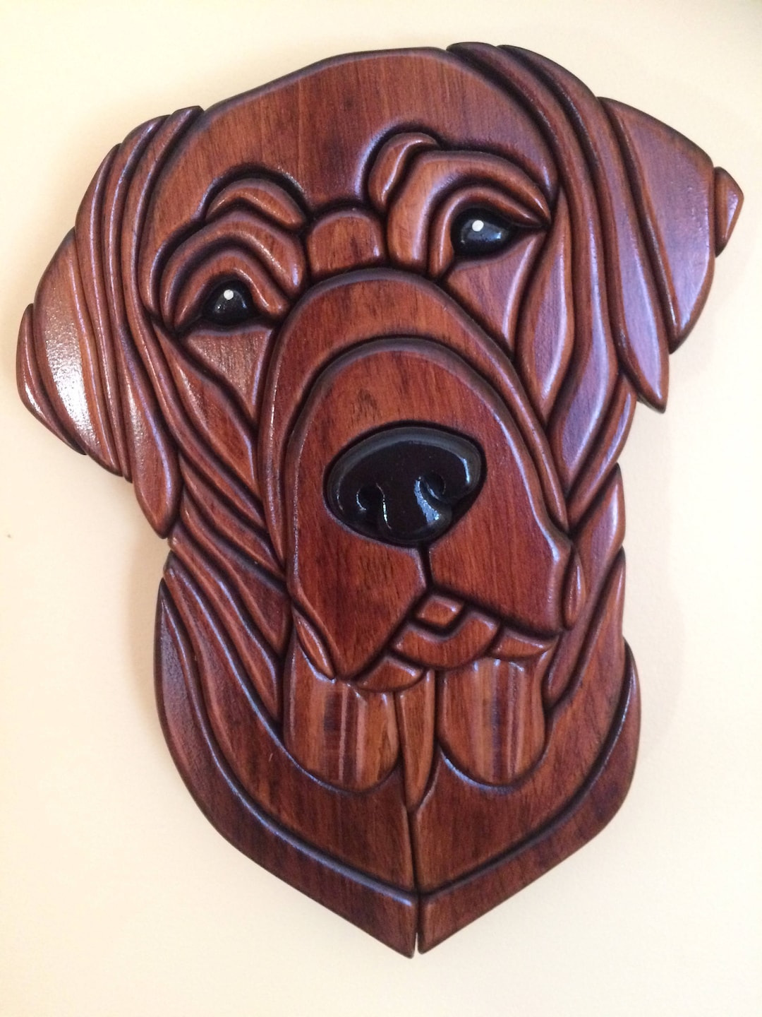 Mahogany Lab Intarsia Wall Hanging Solid Wood 3D Handmade - Etsy