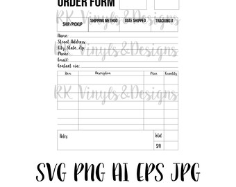 Printable Purchase Order Form Template PDF Digital Files PNG Digital ...