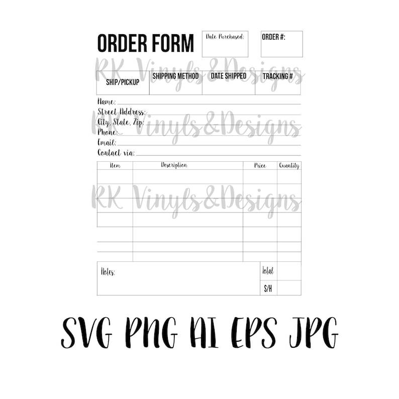Shop Order Form Printable - Etsy