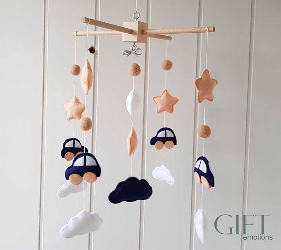 Baby Mobile With Car - Felt Mobile - Baby Boy Mobile -natural Mobile ...