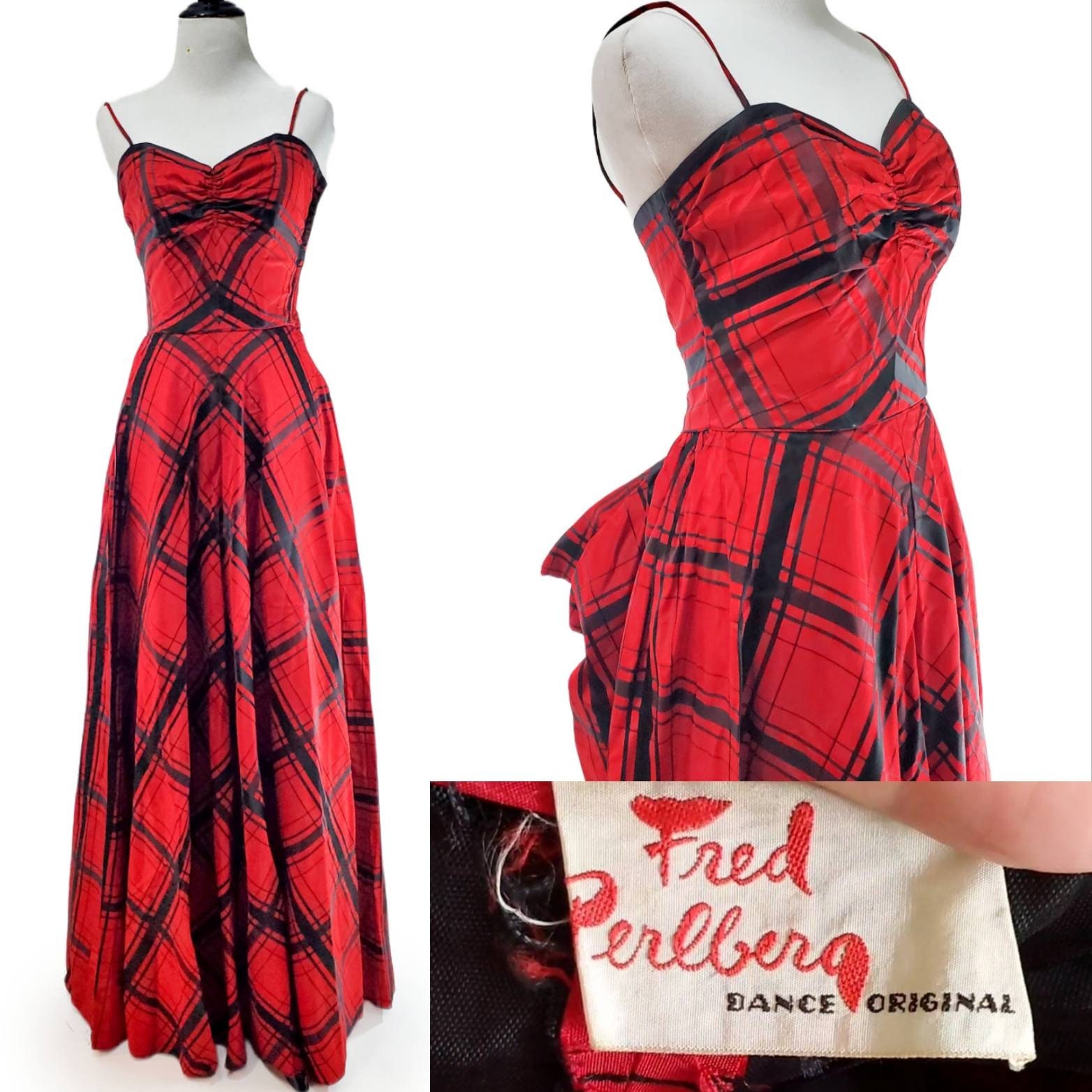 Vintage 1940's Red Fred Perlberg Bustle Dress Vtg - Etsy