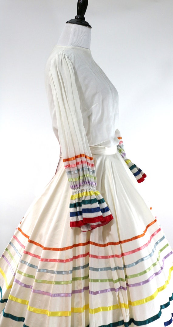 Vintage 1950's White and Rainbow Ribbon Dance Costume… - Gem