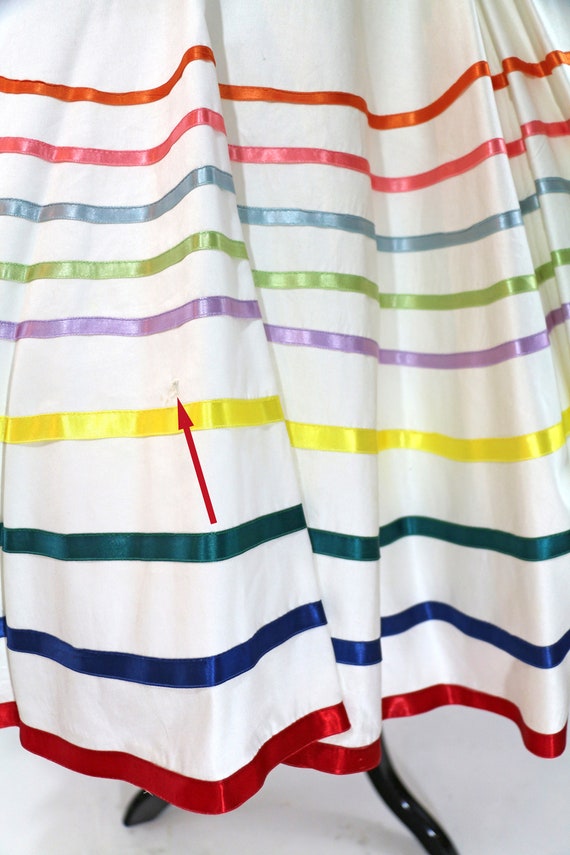 Vintage 1950's White and Rainbow Ribbon Dance Costume… - Gem