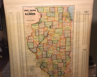 Pull down map | Etsy