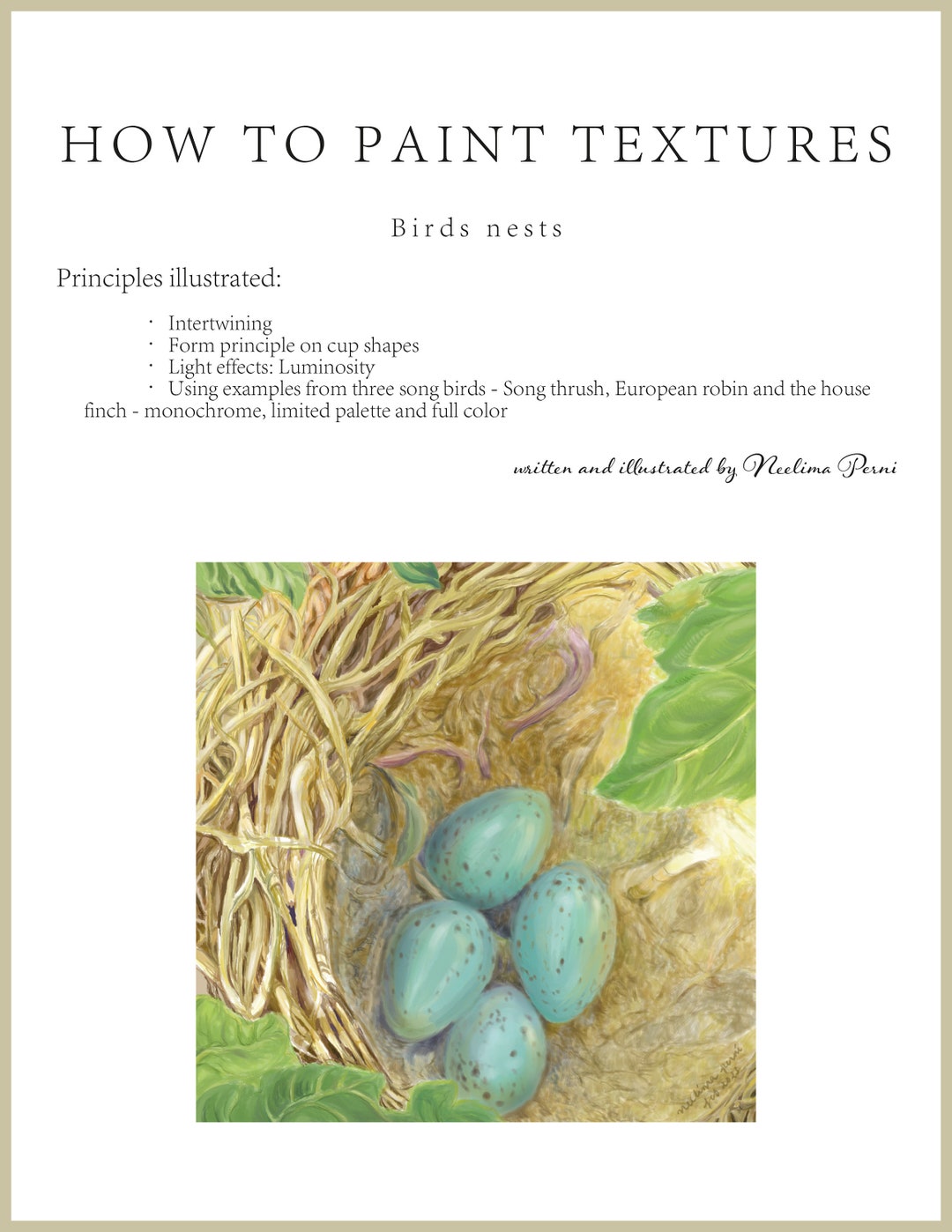 Art Tutorial - Pattern and Texture Course - Bird Nests| 24 Page Pdf ...