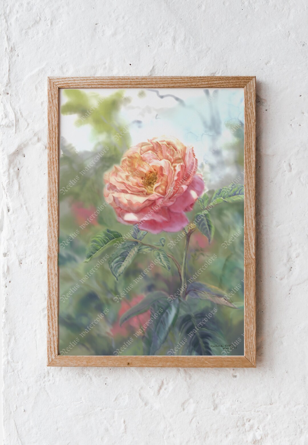 Peach Rose Painting| Floral Giclée Art Print | Garden Roses Wall Art - Etsy