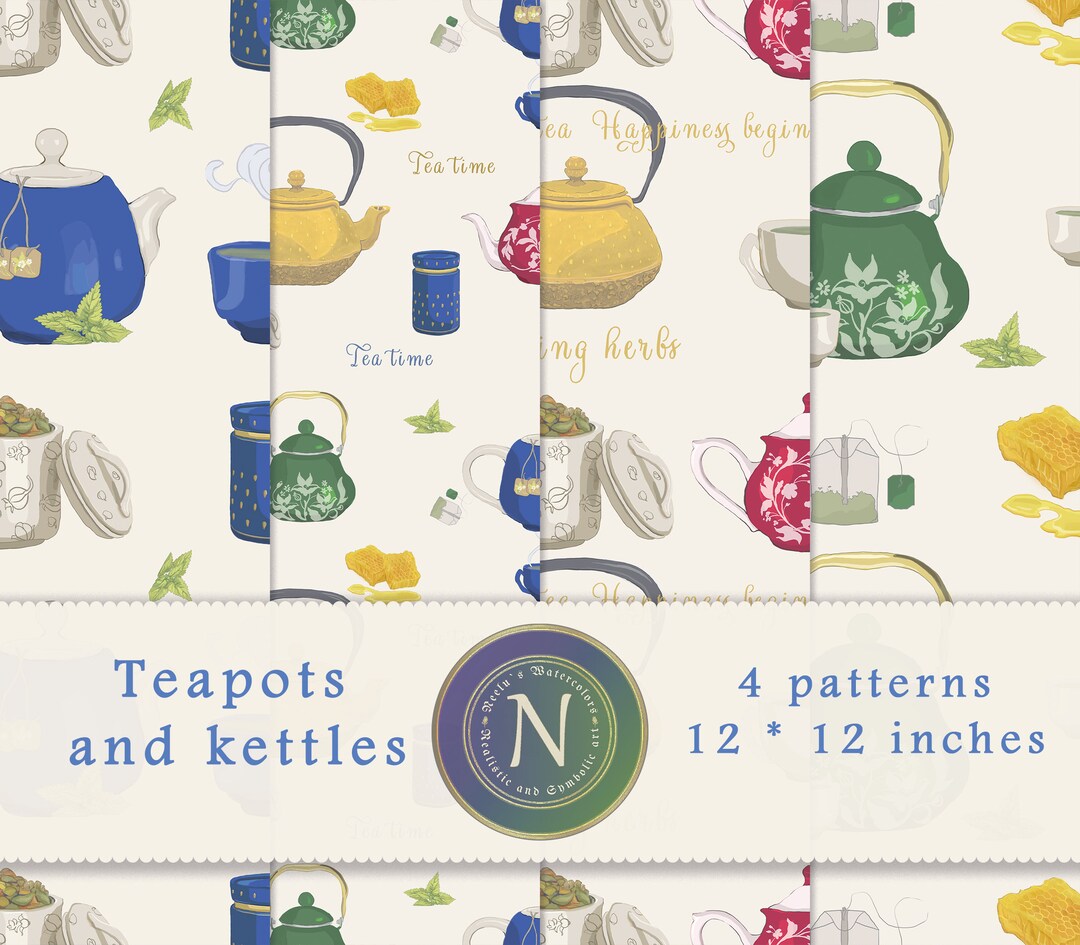 Teapots and Kettles Digital Paper| Seamless, Tileable Patterns ...