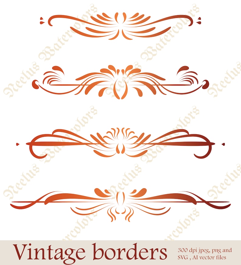 Vintage Borders Clip Art Set| Digital Download |design Elements ...