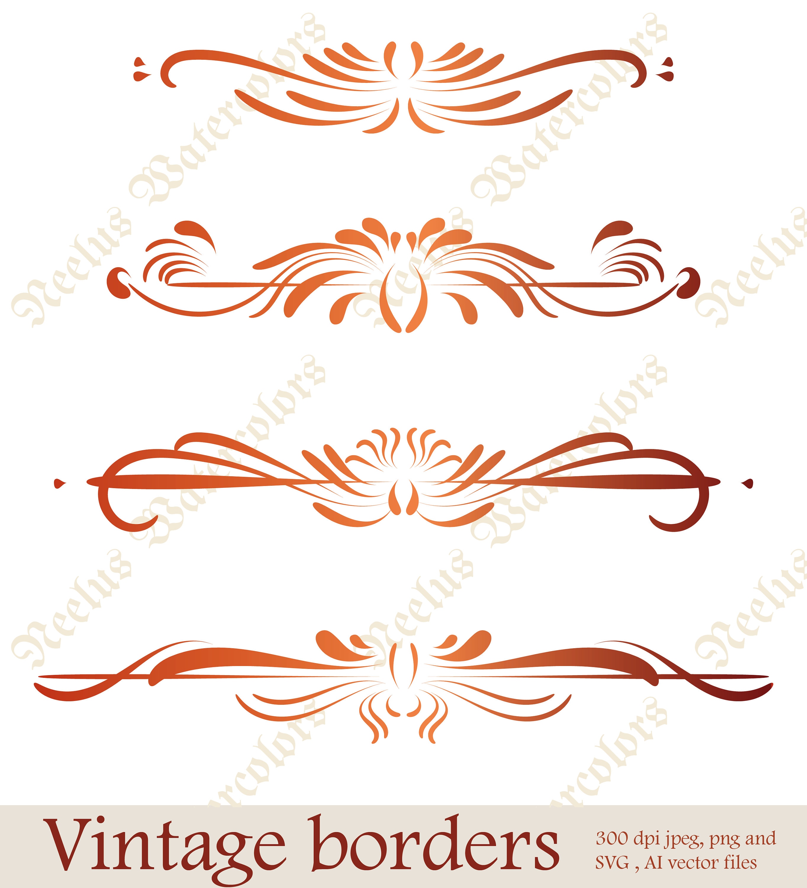 Vintage Borders Clip Art Set| Digital Download |design Elements ...