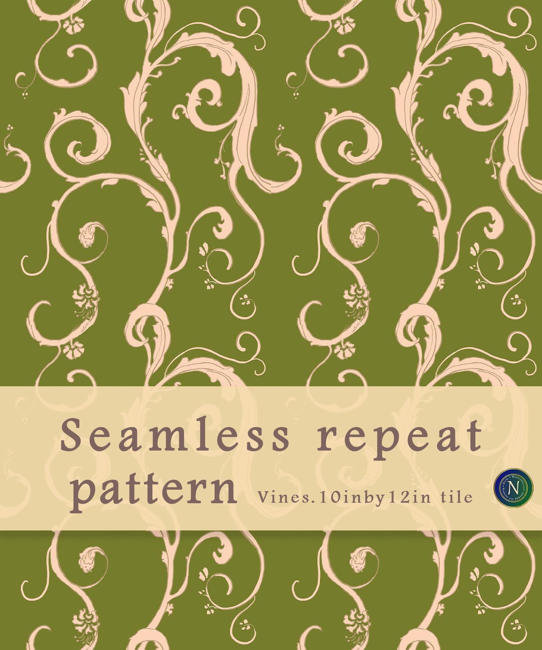 Vine - Surface Pattern | Seamless Repeat Design | 10in by 12in Tile ...