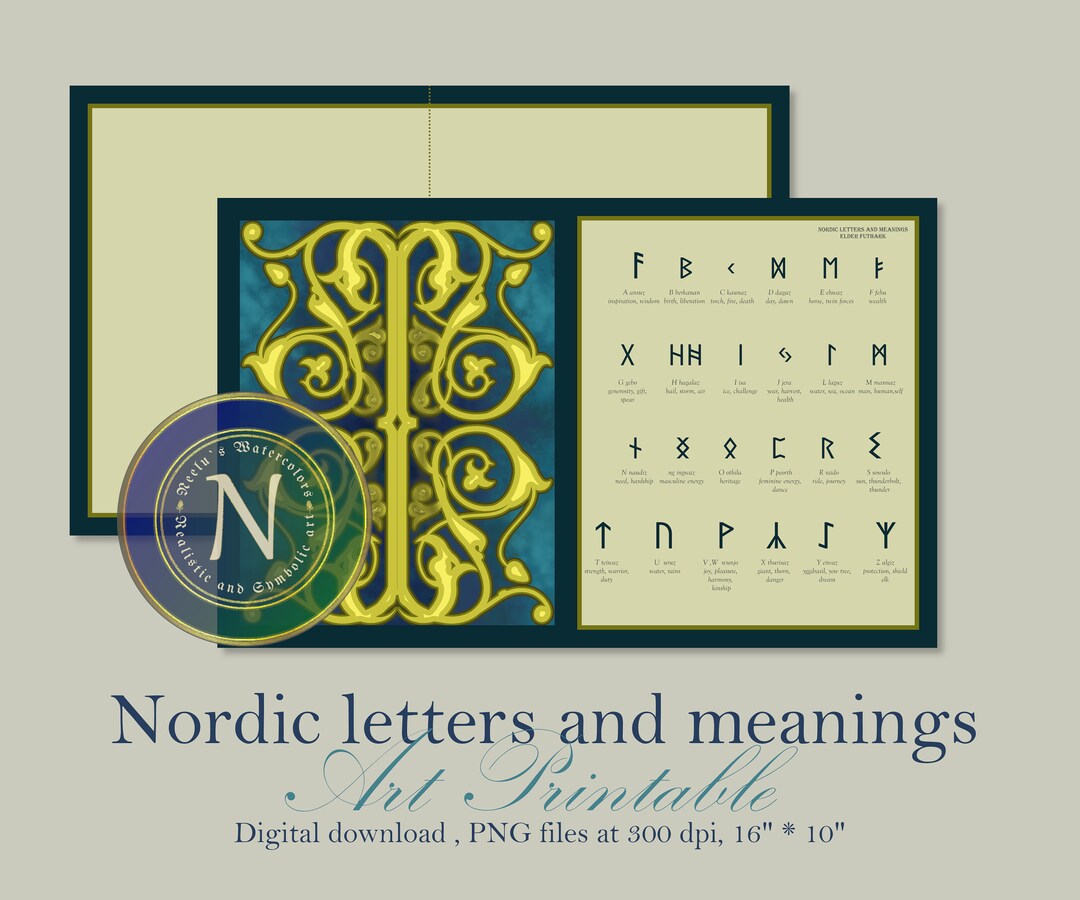 Alfabeto norreno / Simboli runici nordici / Decorazione per - Etsy Italia