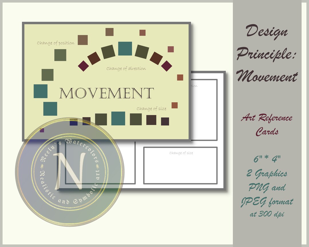 Art Reference Cards | Design Principles | Movement |2 Cards Each 6" * 4 ...