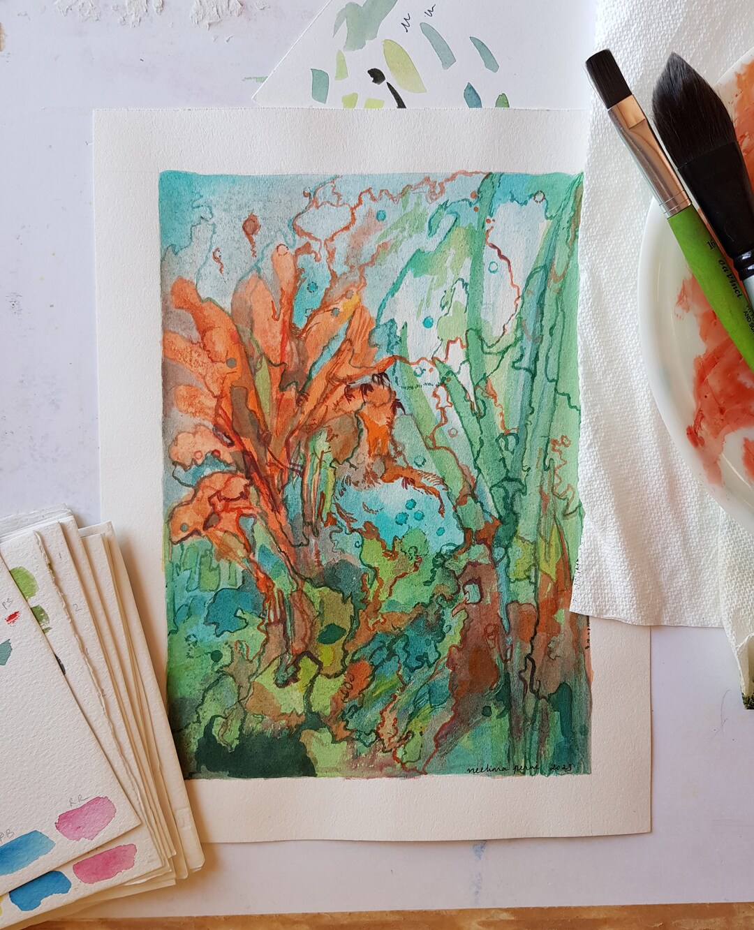 Rising Flames - Abstract Art | Original Watercolor Painting - Etsy