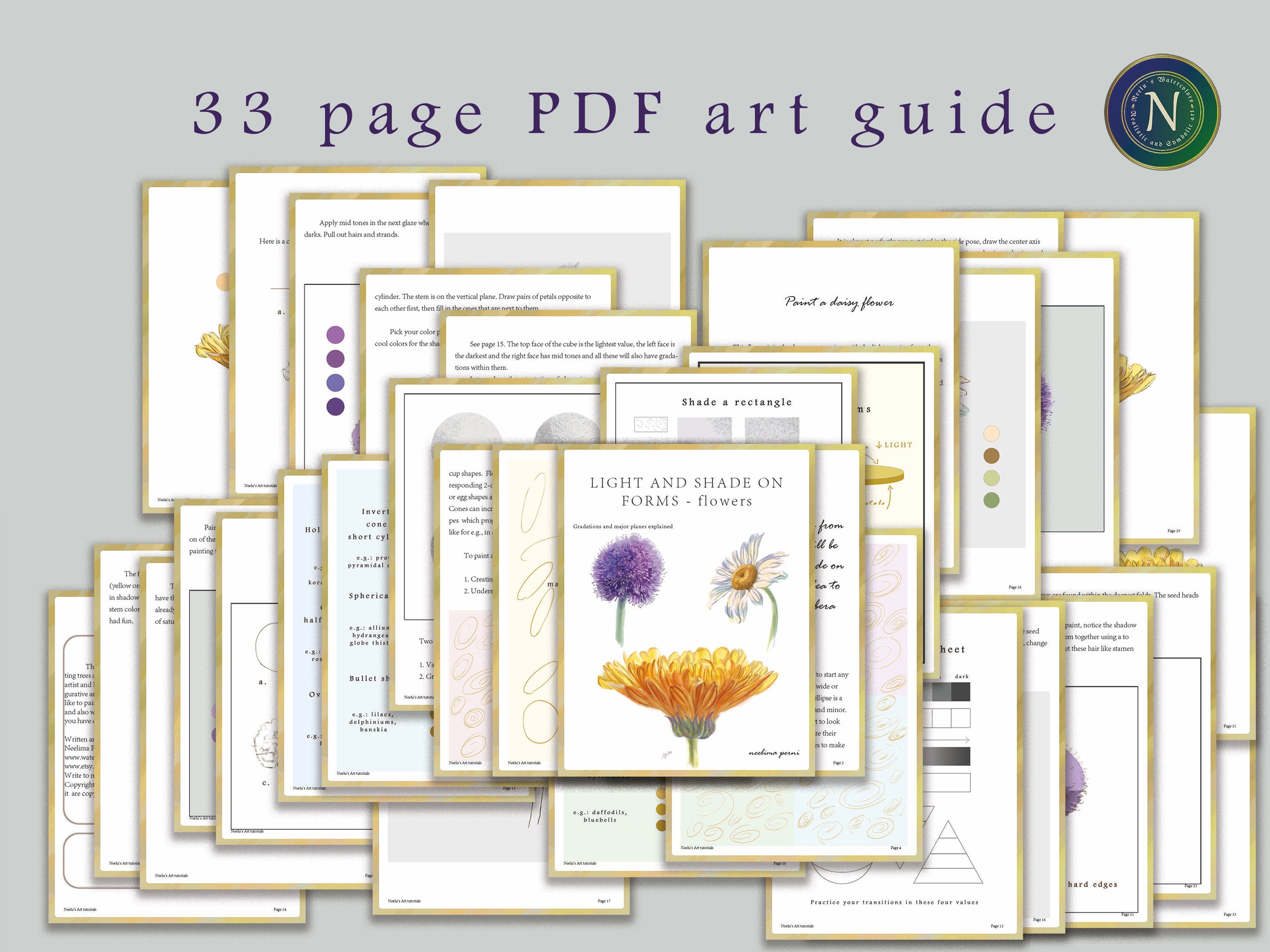 Art Tutorial - Light and Shade on Form - Flowers - | 33 Page Pdf ...