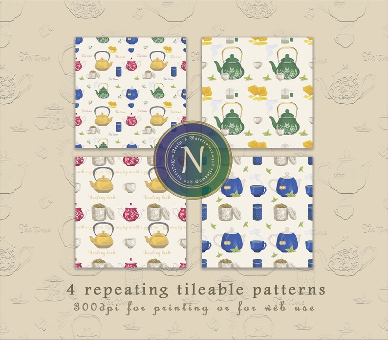 Teapots and Kettles Digital Paper| Seamless, Tileable Patterns ...