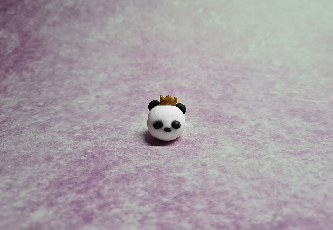 Handmade Polymer Clay Panda Charm With Crown - Etsy