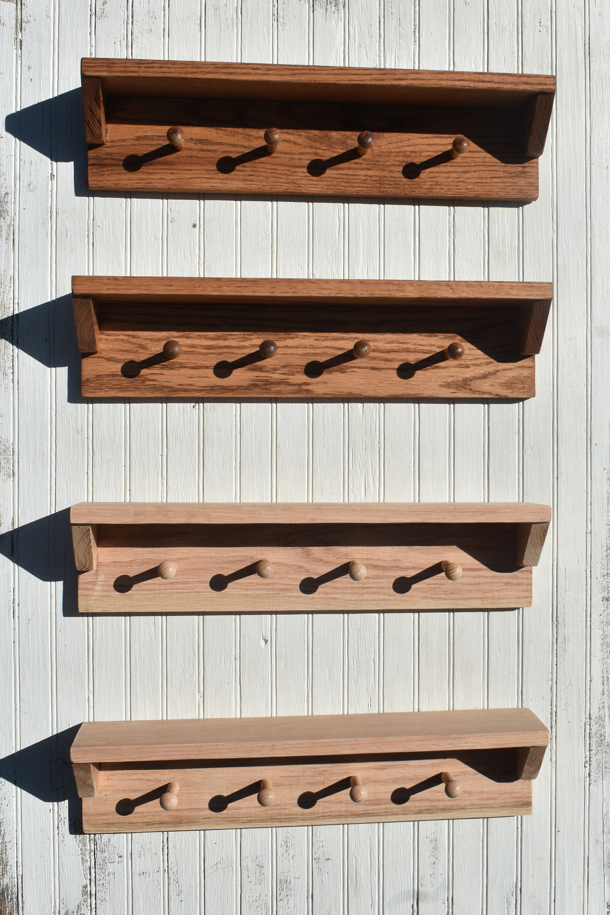 Solid Oak Wooden Shaker Peg Shelf - Etsy