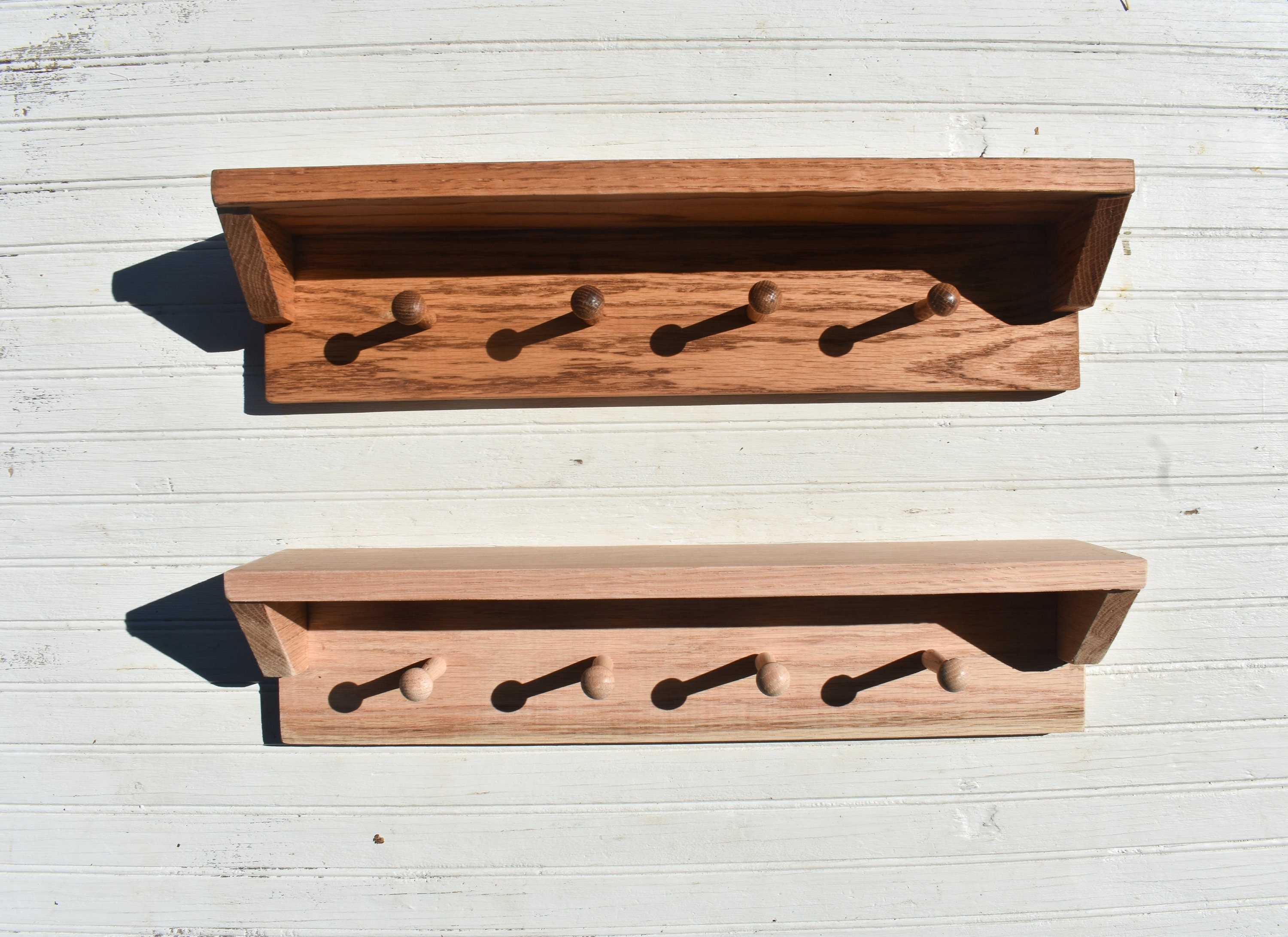 Solid Oak Wooden Shaker Peg Shelf - Etsy