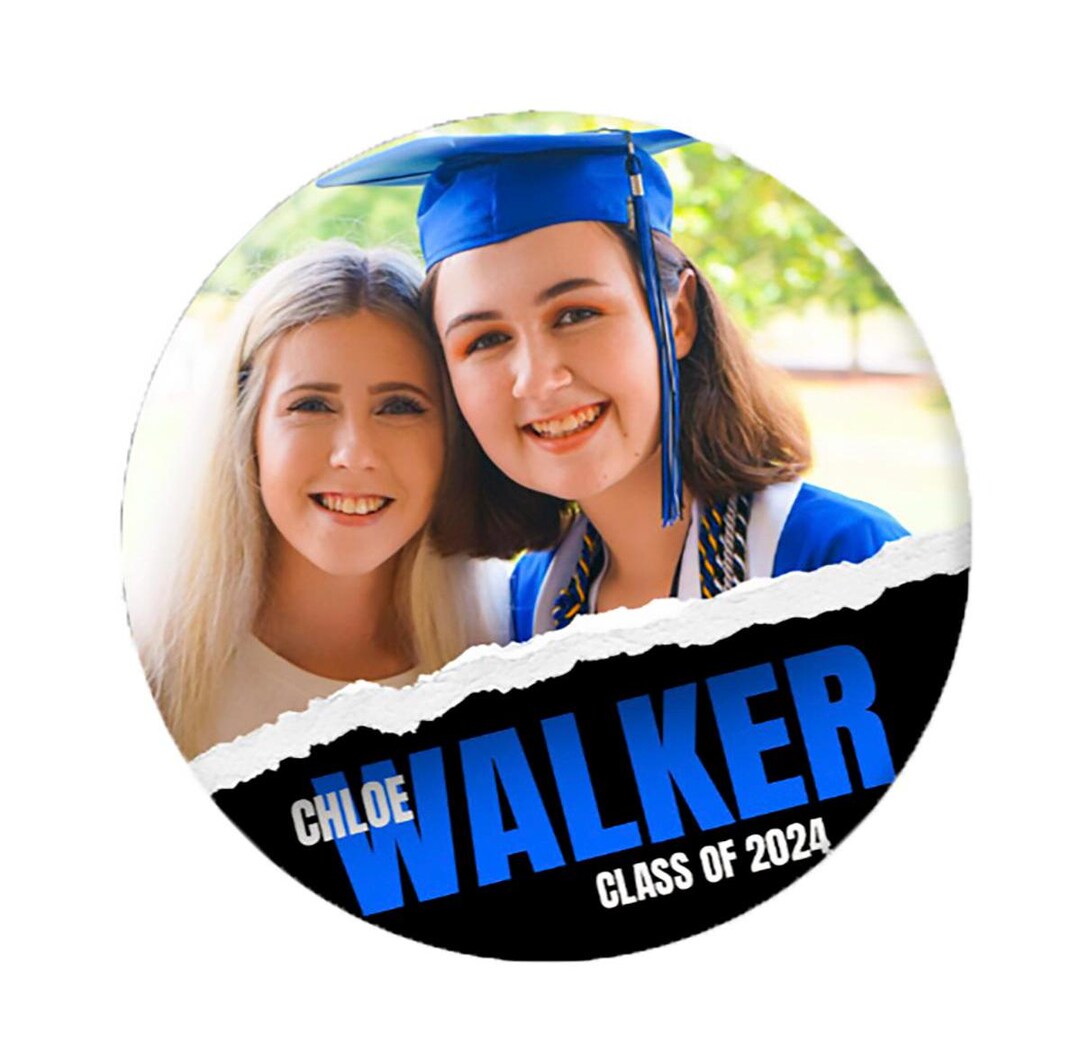 Custom Graduation Photo Button or Refrigerator Magnet With Torn Paper ...