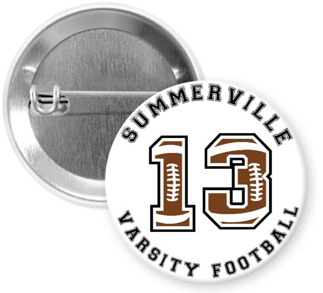 Personalized Custom Football Uniform Number Pin Button or Football ...
