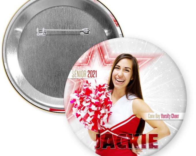 Custom Cheerleader Button Personalized Cheer Button Cheerleader Pin for ...