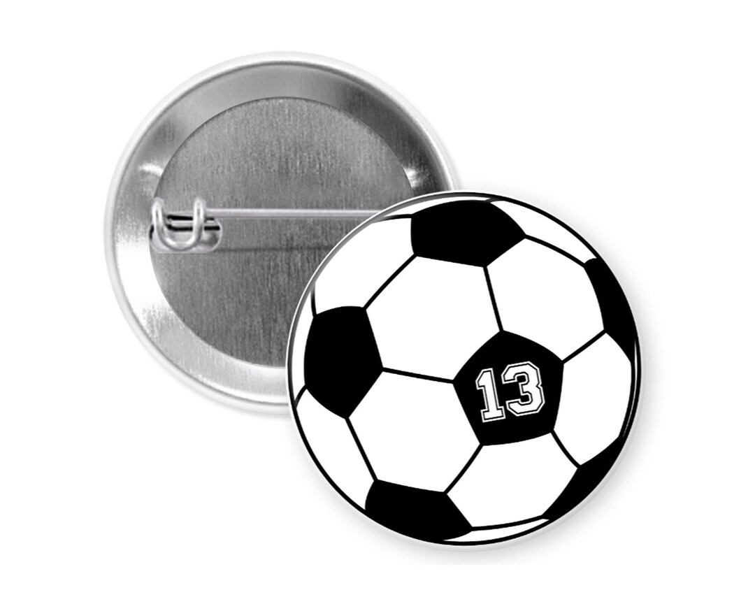 Personalized Custom Soccer Ball Pin Back Button Pin With Jersey Number ...