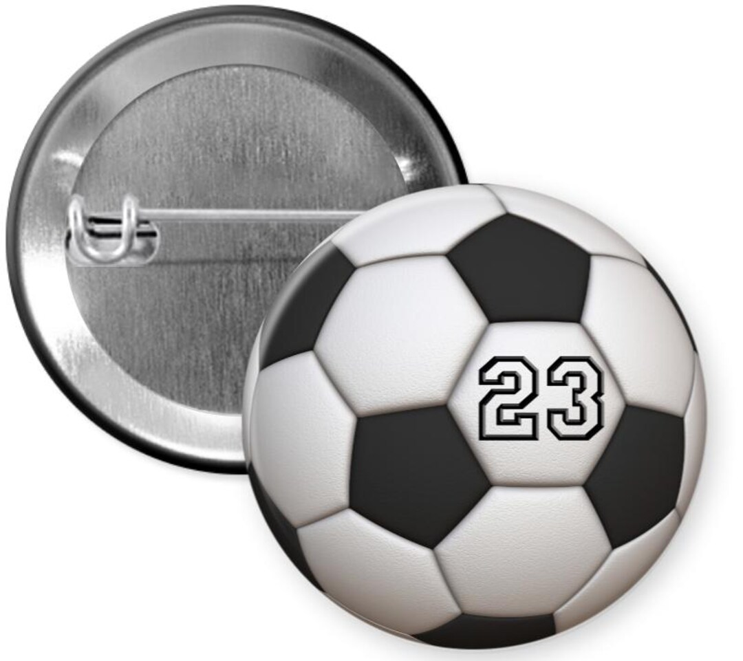 Realistic Custom Soccer Ball Pin Back Button Pin With Jersey Number or ...