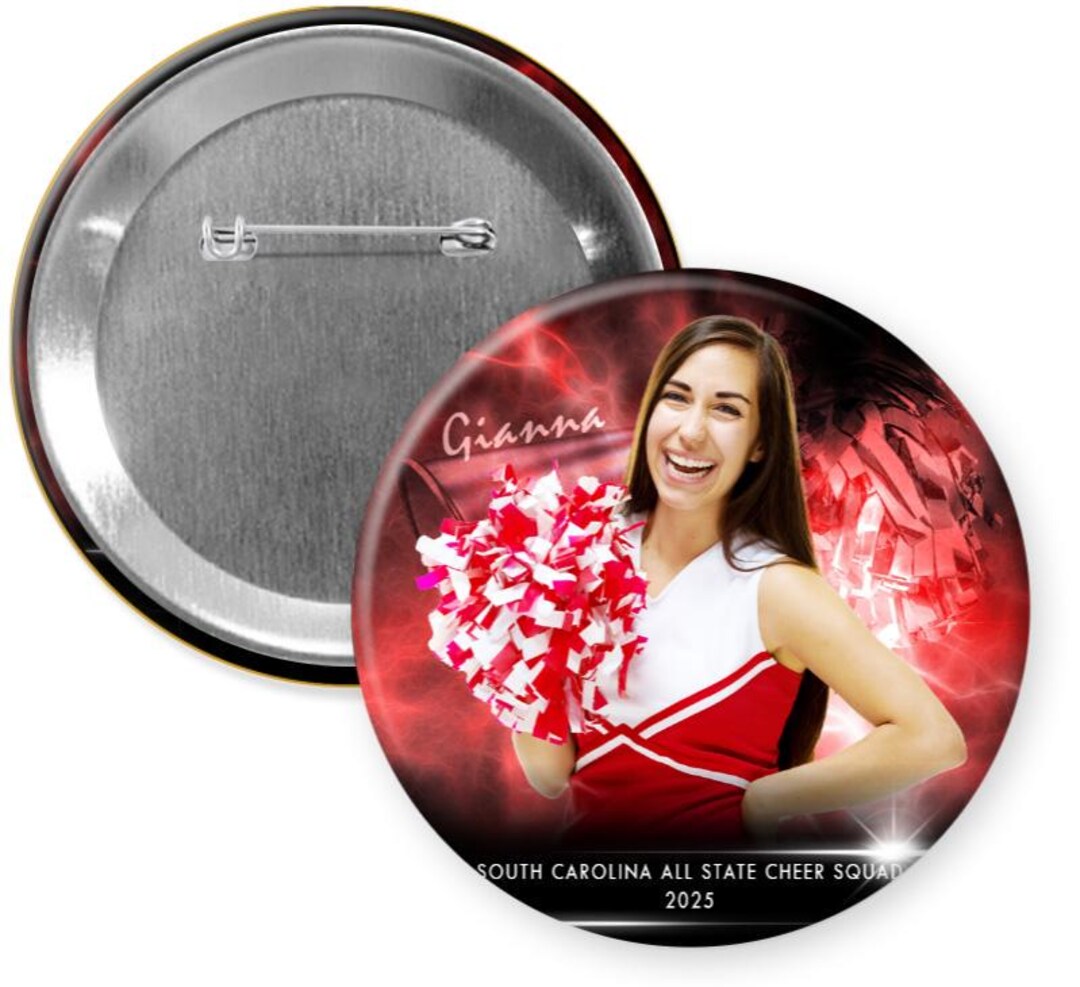 Custom Cheer Photo Button or Refrigerator Magnet | Personalized Cheer ...