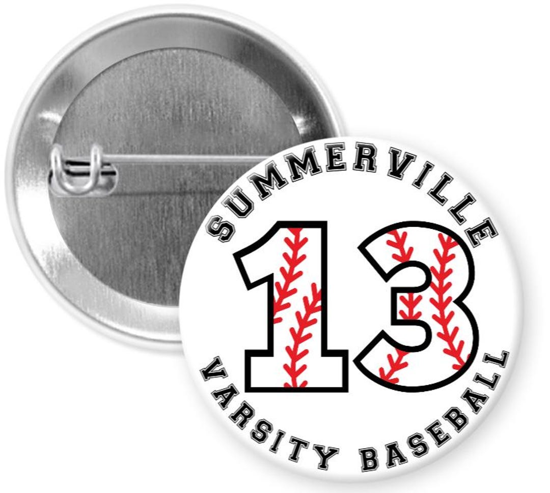 Personalized Custom Baseball Uniform Number Pin Button or Baseball ...