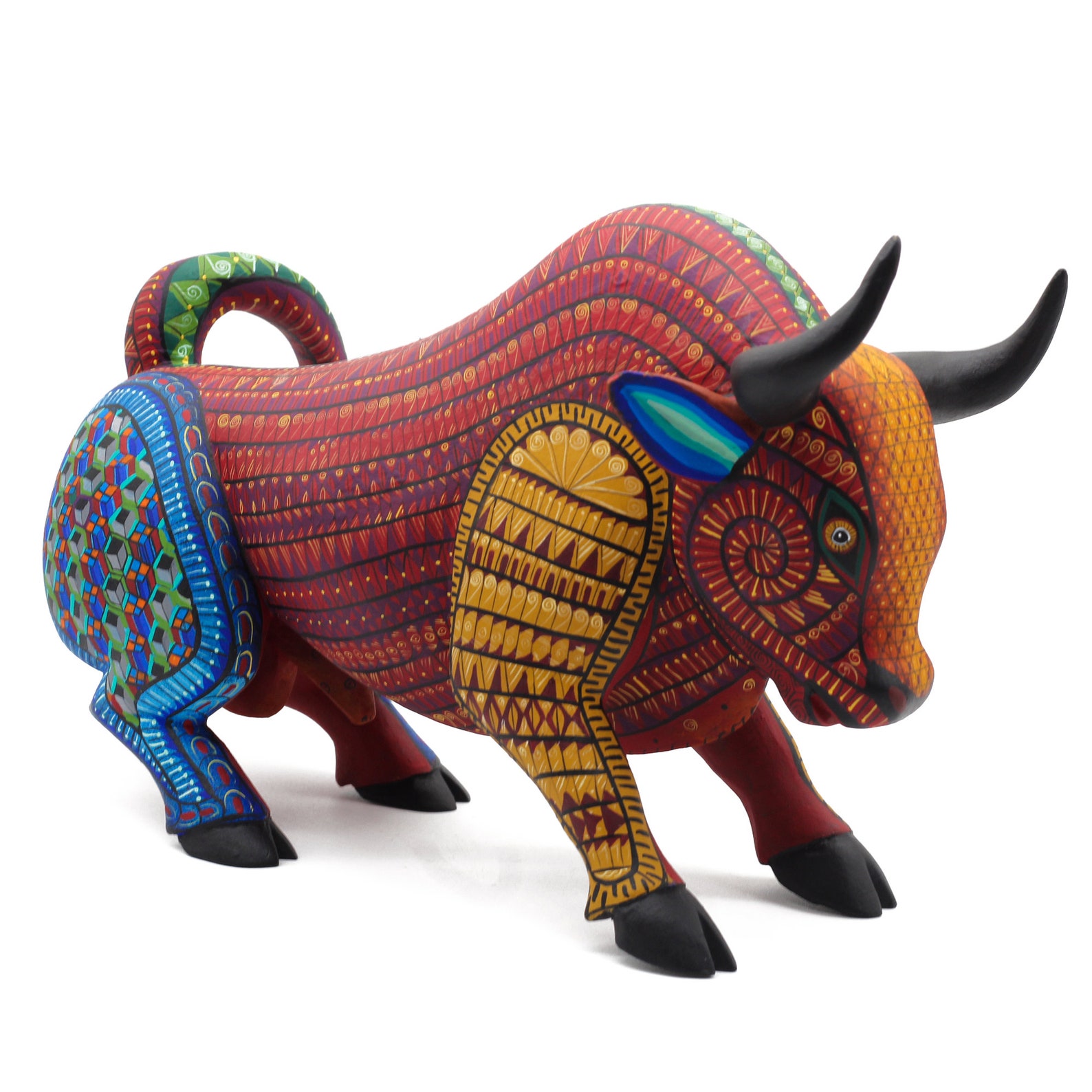 Alebrije Bull Wood Toro Grecas Zapotec Oaxaca 1 Pc - Etsy