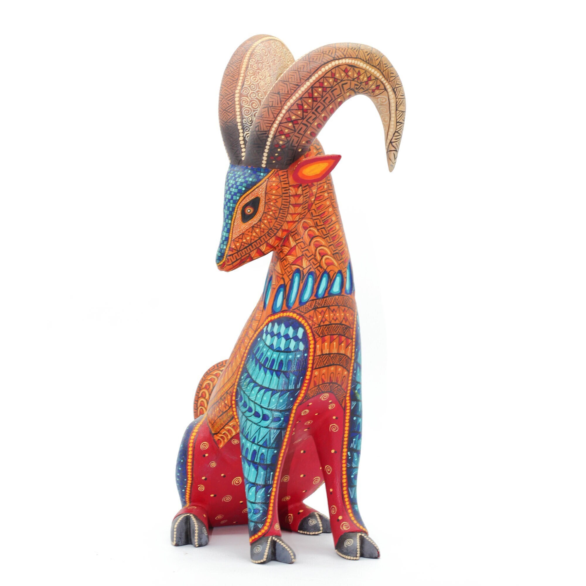 Alebrije BORREGO CIMARRON, Oaxaca Wood Carving 1 Pc, Wooden Bighorn ...