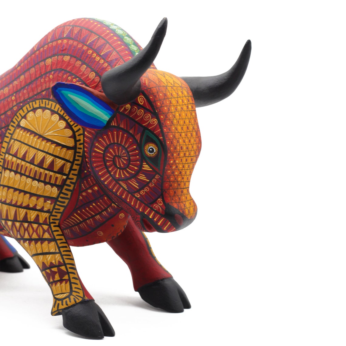 Alebrije Bull Wood Toro Grecas Zapotec Oaxaca 1 Pc - Etsy