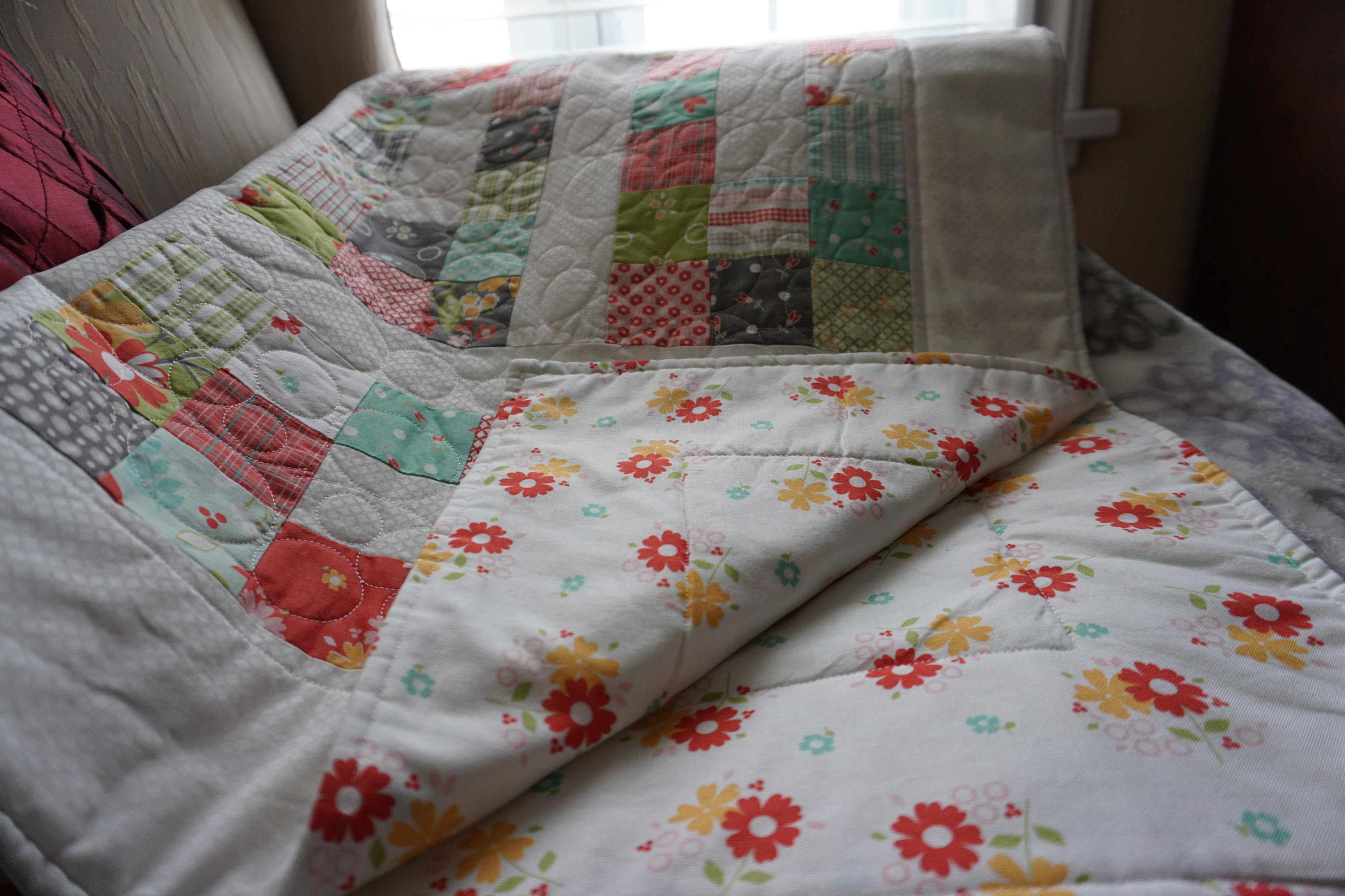 Modern, Baby Blanket, Baby Quilt, Floral Baby Quilt, Patchwork Quilt ...