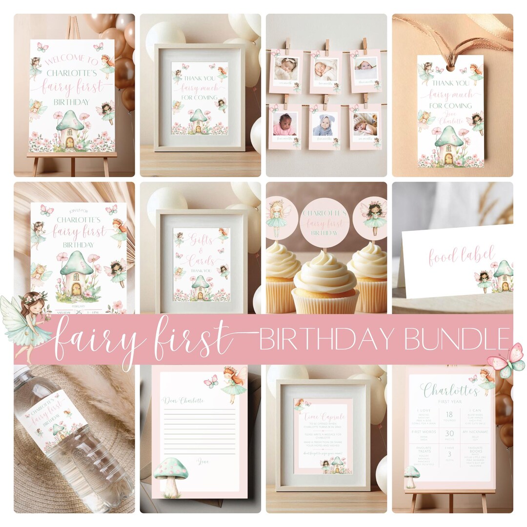Fairy First Birthday Bundle | First Birthday Bundle for Girl | Fairy ...