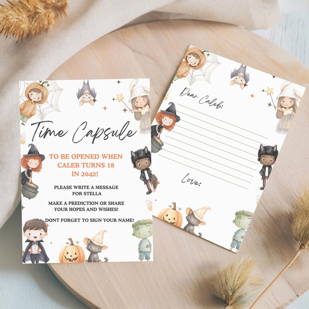 Spooky One Birthday Time Capsule Sign & Notes | Editable Canva Template ...