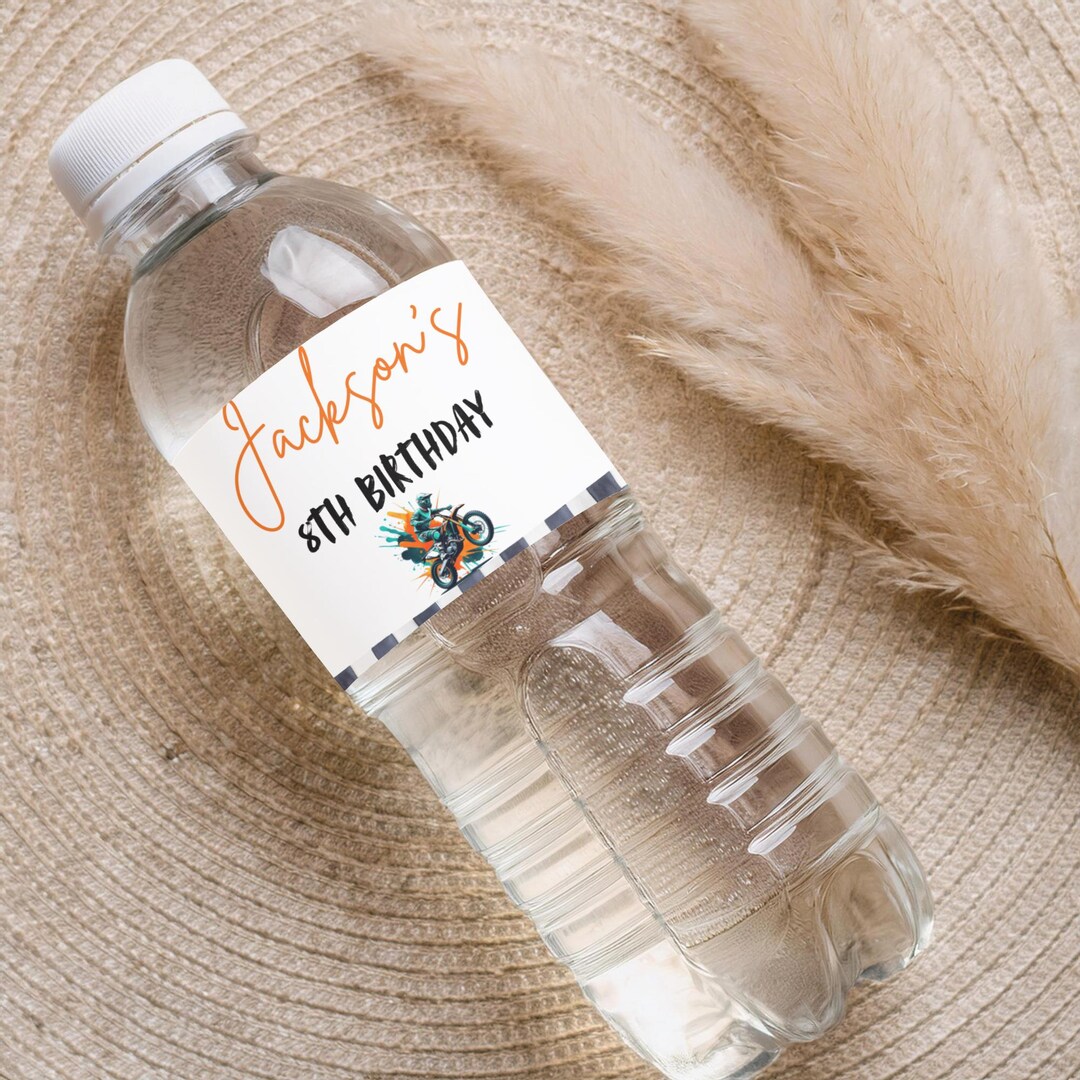 Dirt Bike Water Bottle Labels | MX Party Decorations | Editable ...
