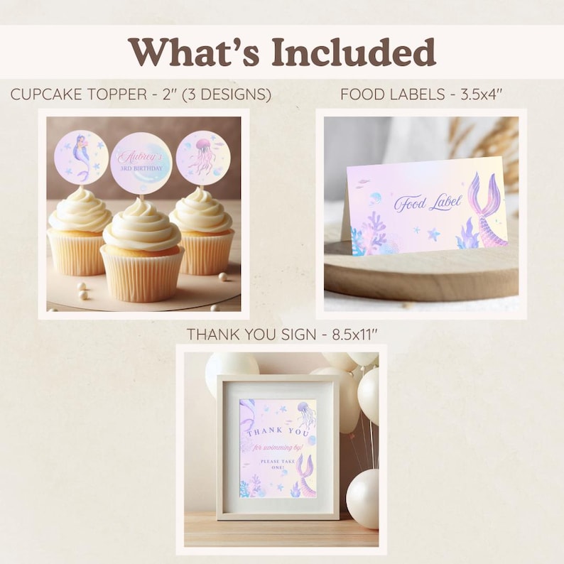 Mermaid Birthday Party Template Bundle Editable Under the Sea Birthday ...