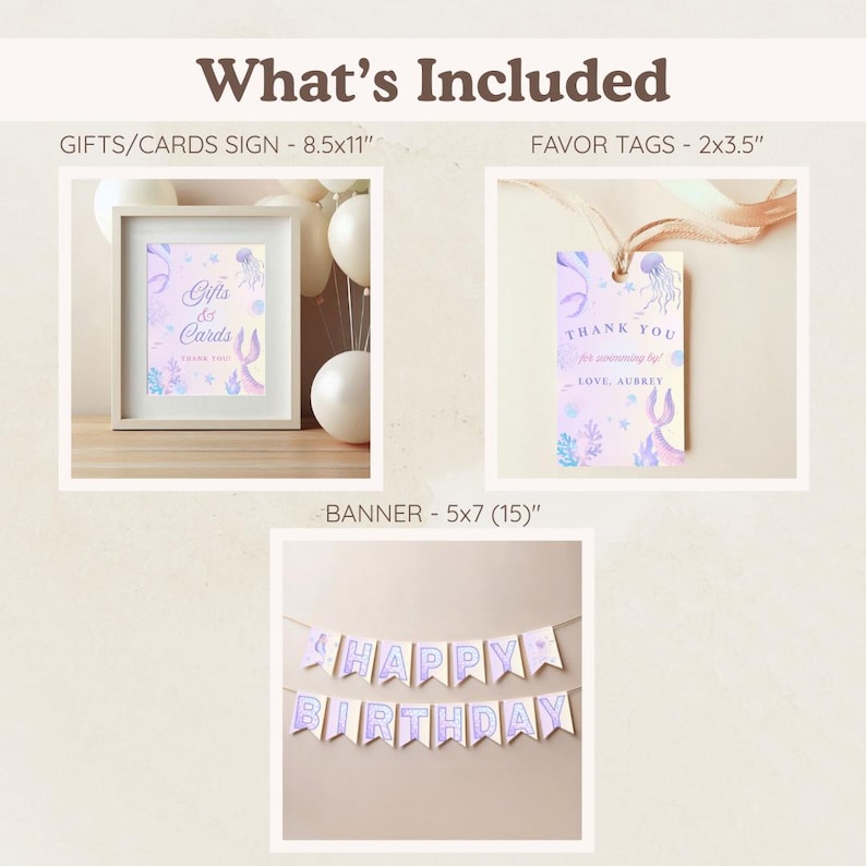 Mermaid Birthday Party Template Bundle Editable Under the Sea Birthday ...