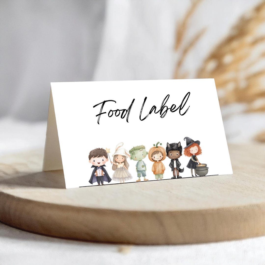 Halloween Costume Birthday Food Labels | Editable Canva Template ...
